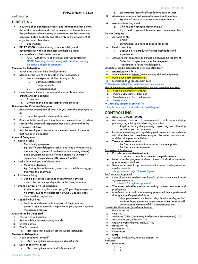 FINALS - NCM 119 Lec | PDF | Nursing | Health Care