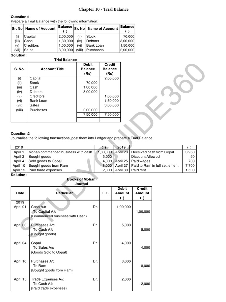 Chapter 10 - Trial Balance | PDF | Debits And Credits | Economies