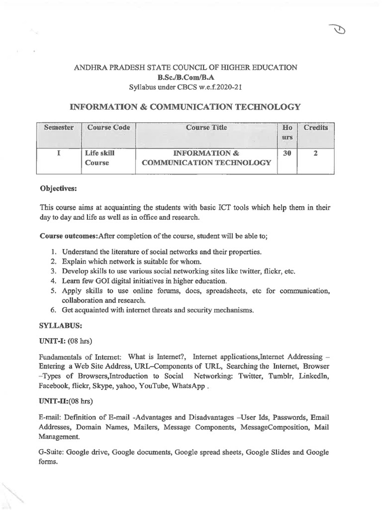 Ict Sylabus | PDF