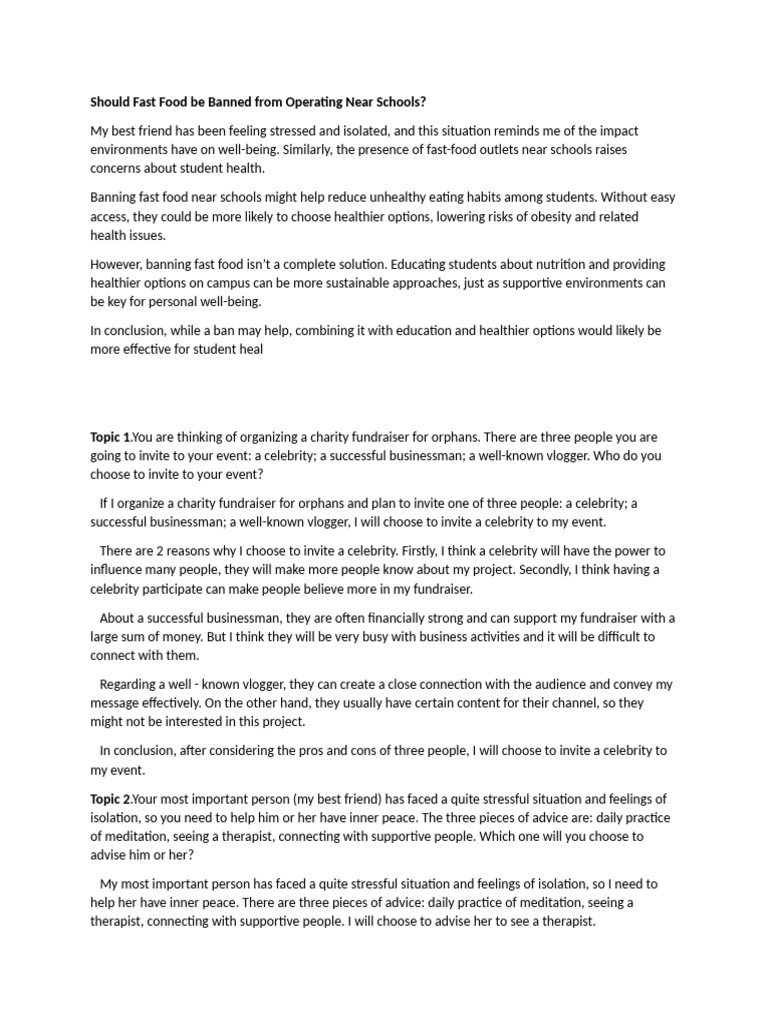 Should Fast Food Be Banned From Operating Near Schools? | PDF | Fast ...