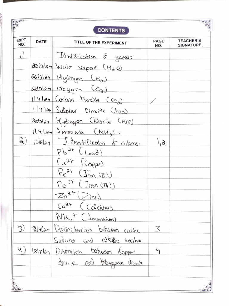 Chemistry Record Grade X 06-08-2024 | PDF