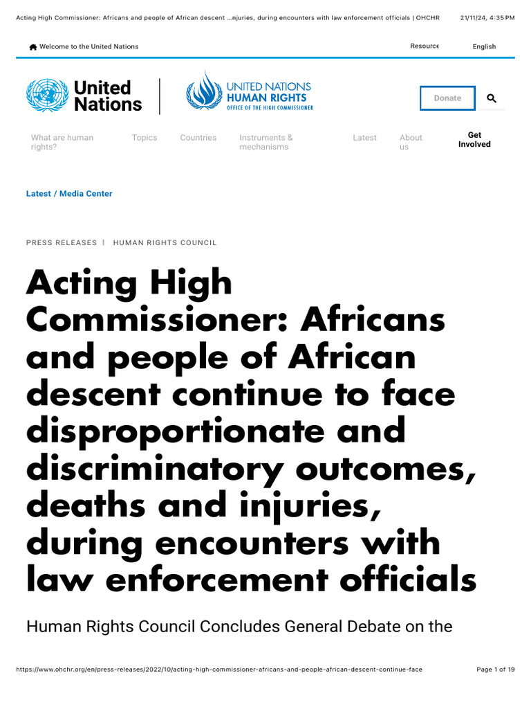 Acting High Commissioner: Africans and People of African Descent ... Acting High Commissioner: Africans and People of African Descent ...