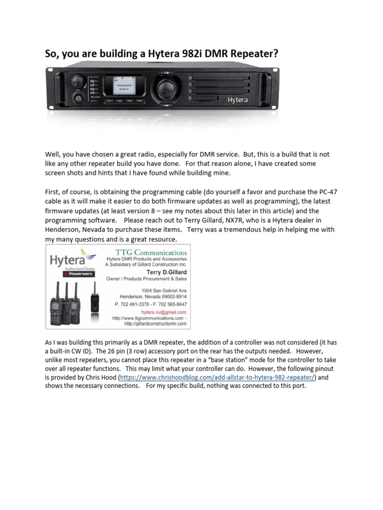 Hytera RD 982i DMR Build | PDF | Telecommunications | Software