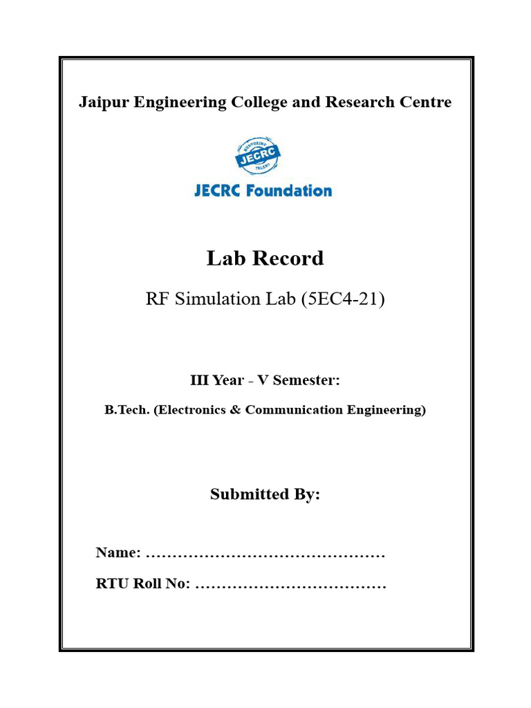 RF Simulation Lab Record | PDF | Transmission Line | Waveguide