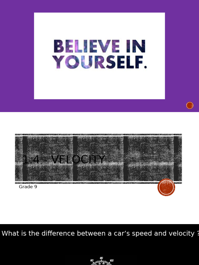 1.4 - Velocity | PDF | Speed | Velocity