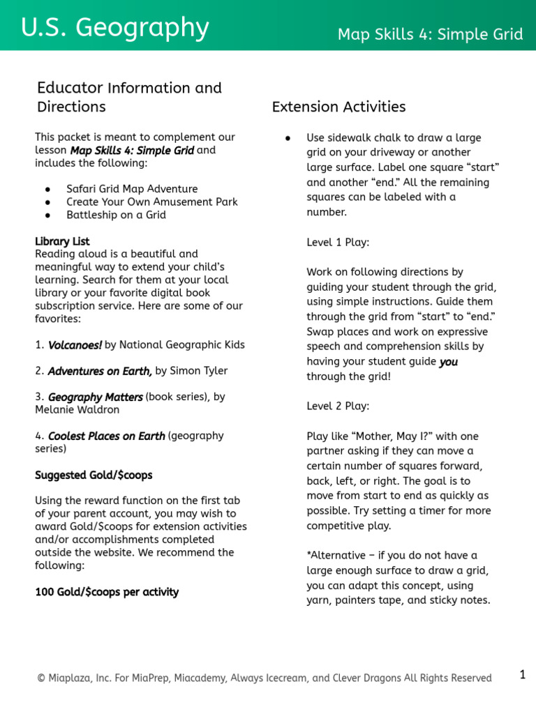 Map Skills 4 - Simple Grid Student PDF | PDF | Cruiser | Naval Warfare