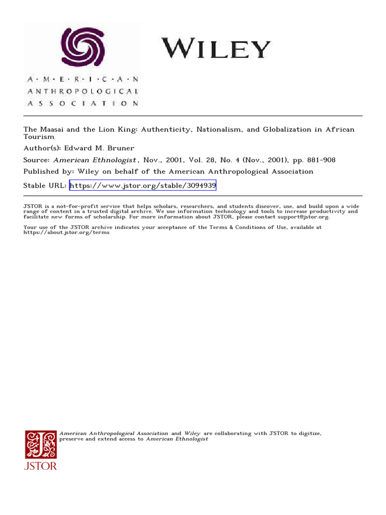 Bruner MaasaiLionKing 2001 | PDF | Kenya
