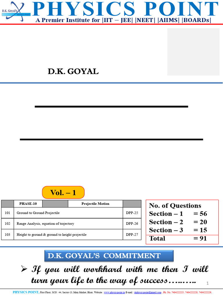 PHASE - 10 Projectile Motion | PDF | Physics | Applied And ...