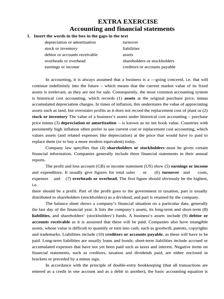 EXTRA-EXERCISE tiếng anh kte | PDF | Equity (Finance) | Expense