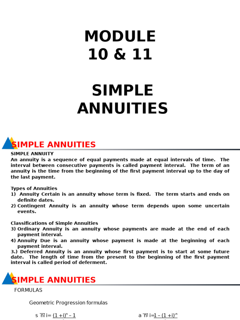 Module 10 11 SIMPLE ANNUITIES Terms and Formulas | PDF