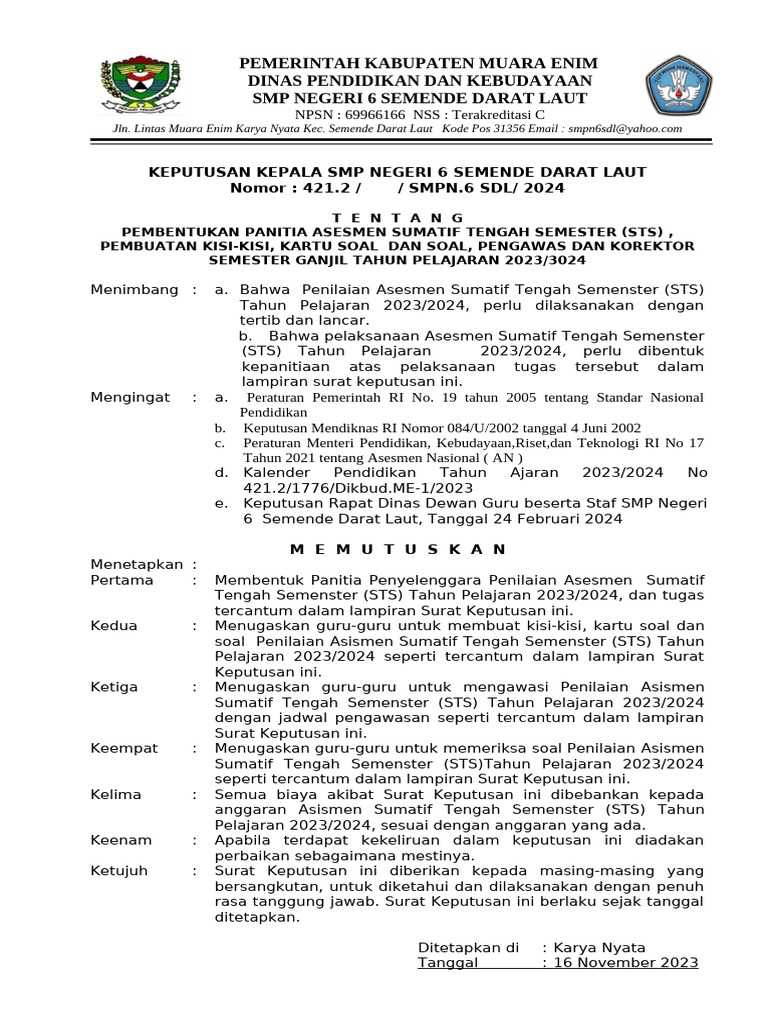 SK STS Genap 2024 | PDF