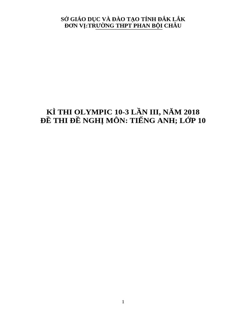 06 - Anh - 10 - THPT Phan Boi Chau | PDF | Herman Melville | Moby Dick