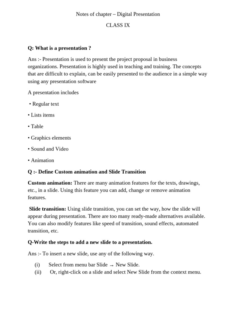 Class 9TH Digital Presentation | PDF | Button (Computing) | Software