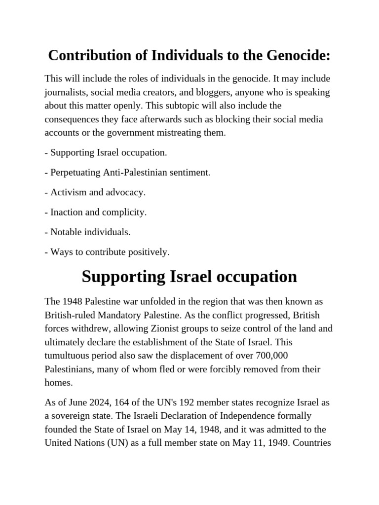 Roles of Individuals in Genocide Awareness | PDF | Israel | World Politics
