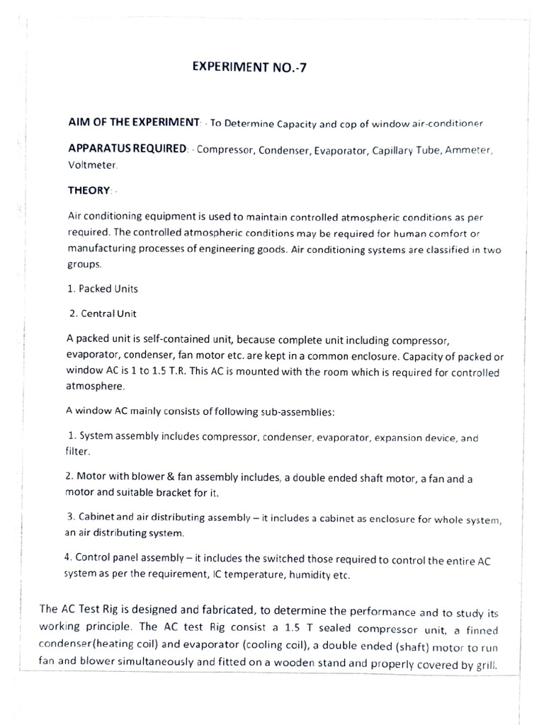 RAC Lab - COP of Split AC | PDF