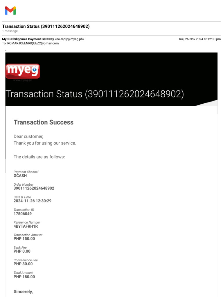 Gmail - Transaction Status (390111262024648902) | PDF