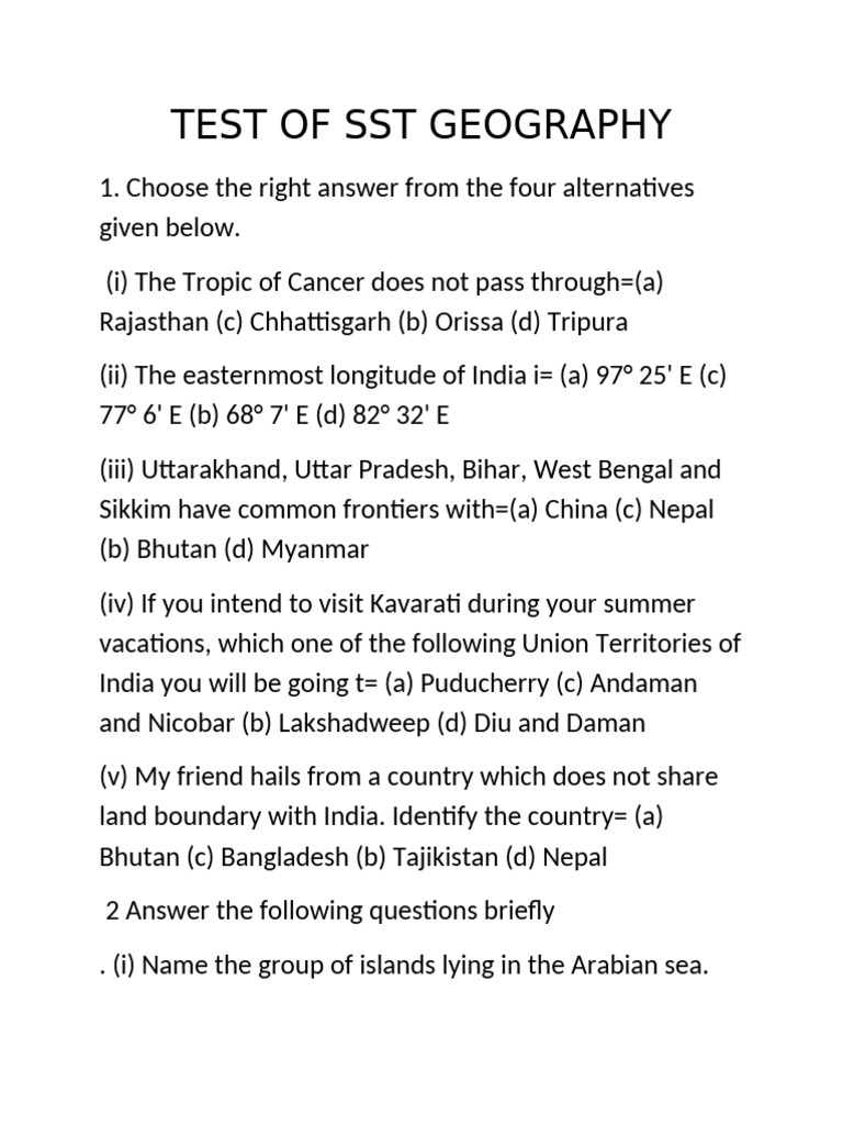 Test of SST Geography | PDF