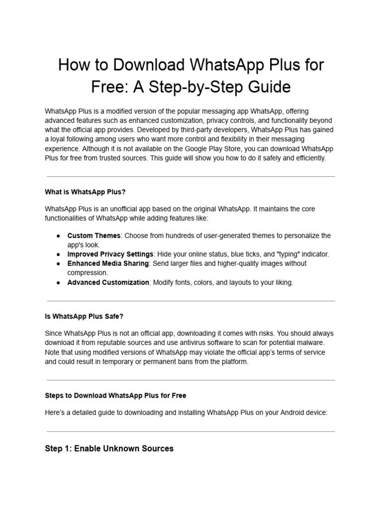 WhatsApp Plus: Free Download Guide | PDF | Google Play | Mobile App