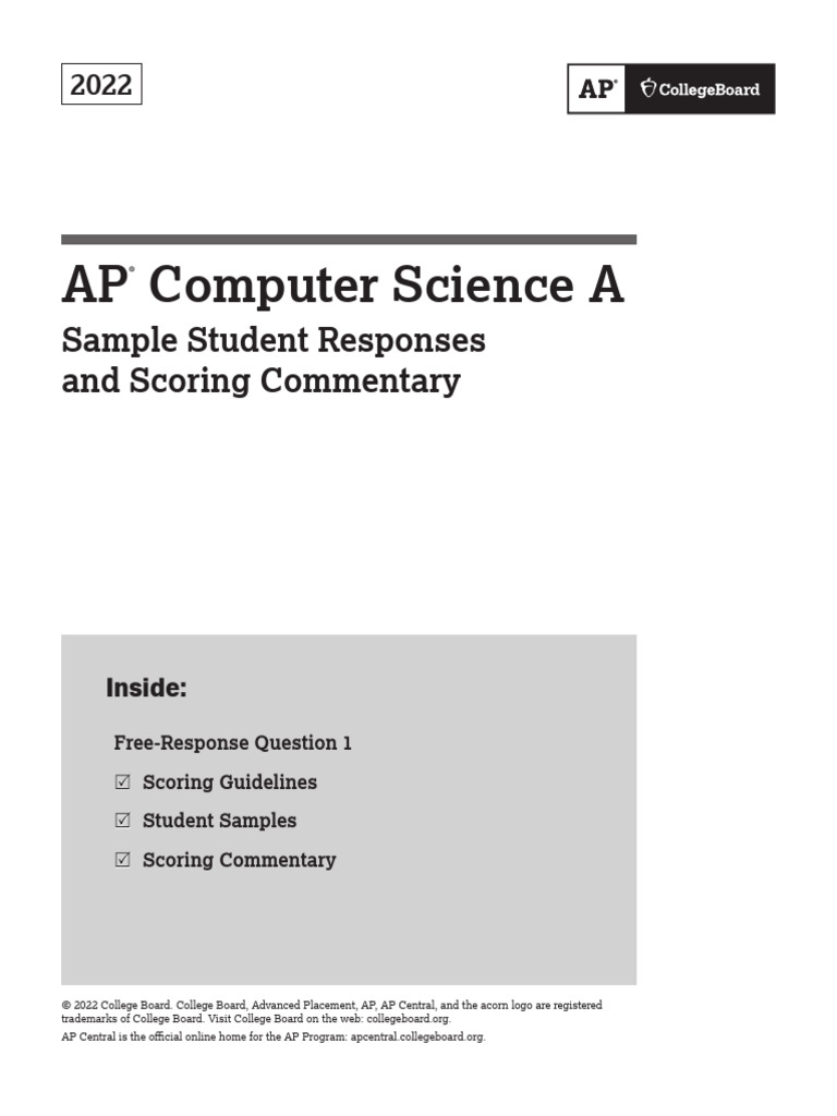 Ap22 Apc Computer Science A q1 | PDF | Question | Control Flow