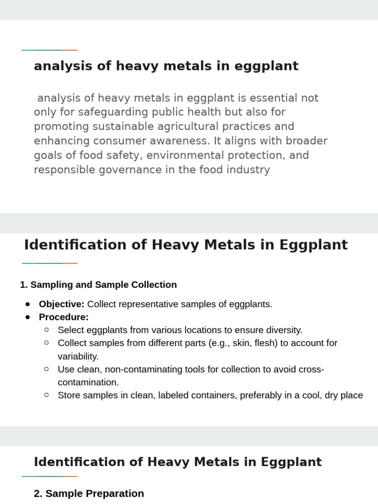 Analysis of Heavy Metals in Eggplant | PDF | Atomic Absorption Spectroscopy | Scientific Techniques
