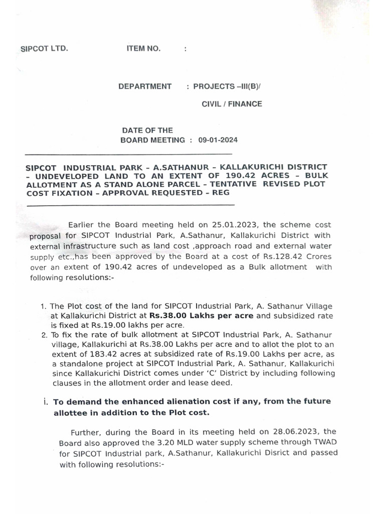 A.Sathanur Scheme Cost | PDF