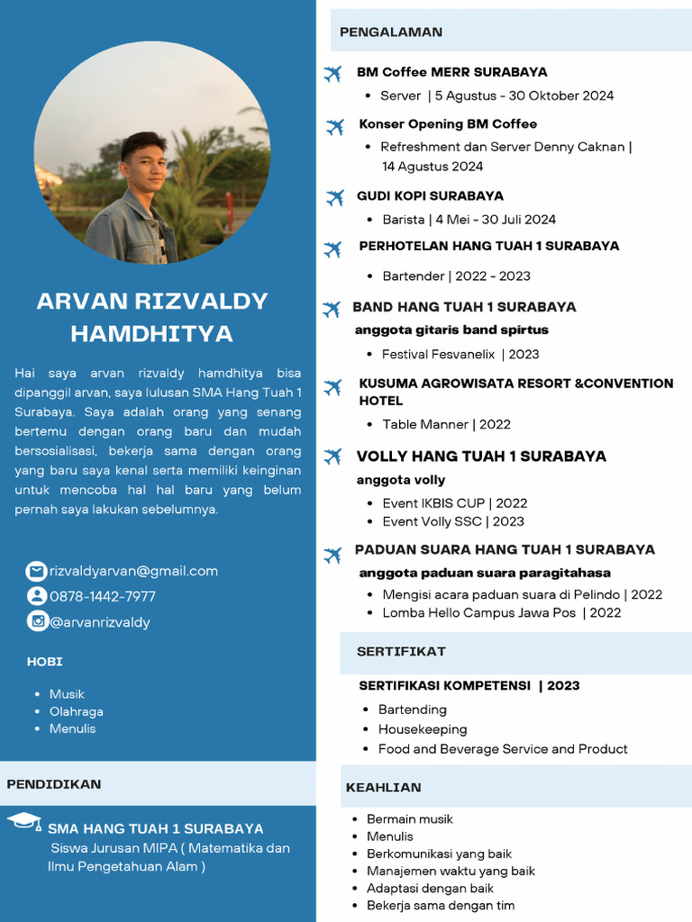 CV Arvan Rizvaldy Hamdhitya TJ | PDF