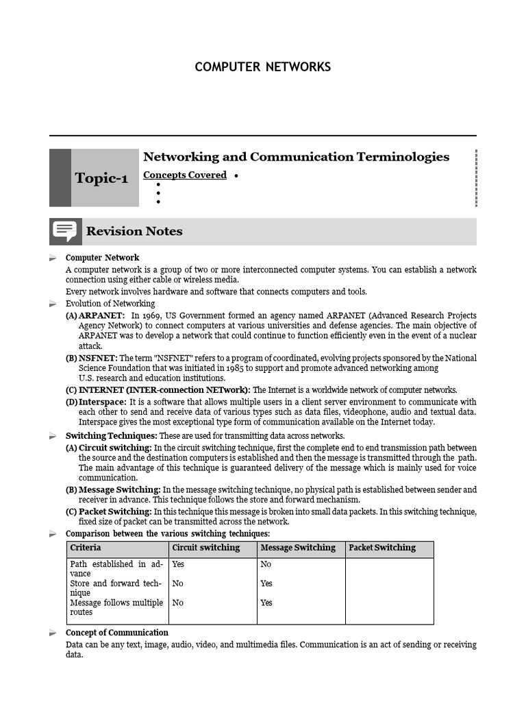 Ch-6 Networking Notes (C.S) | PDF | Computer Network | World Wide Web