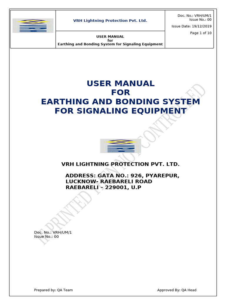 Earthing & Bonding System Manual | PDF | Welding | Construction