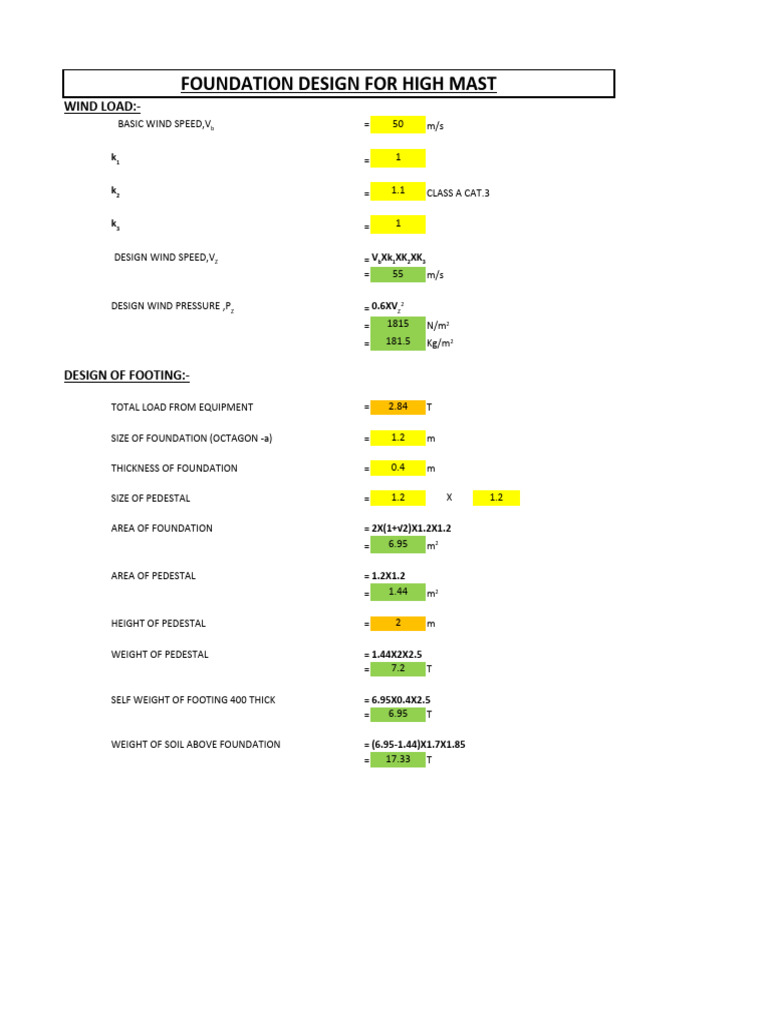 Typical Design For High Mast PDF Free | PDF | Building Engineering ...