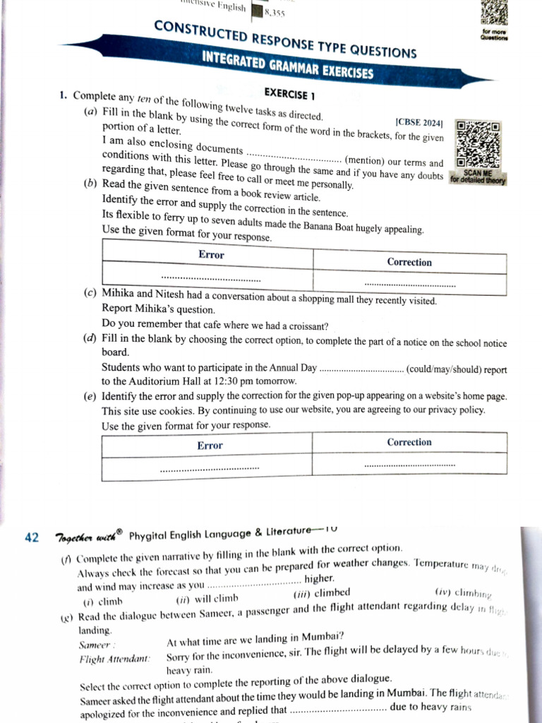 Integrated Grammar Exercise | PDF