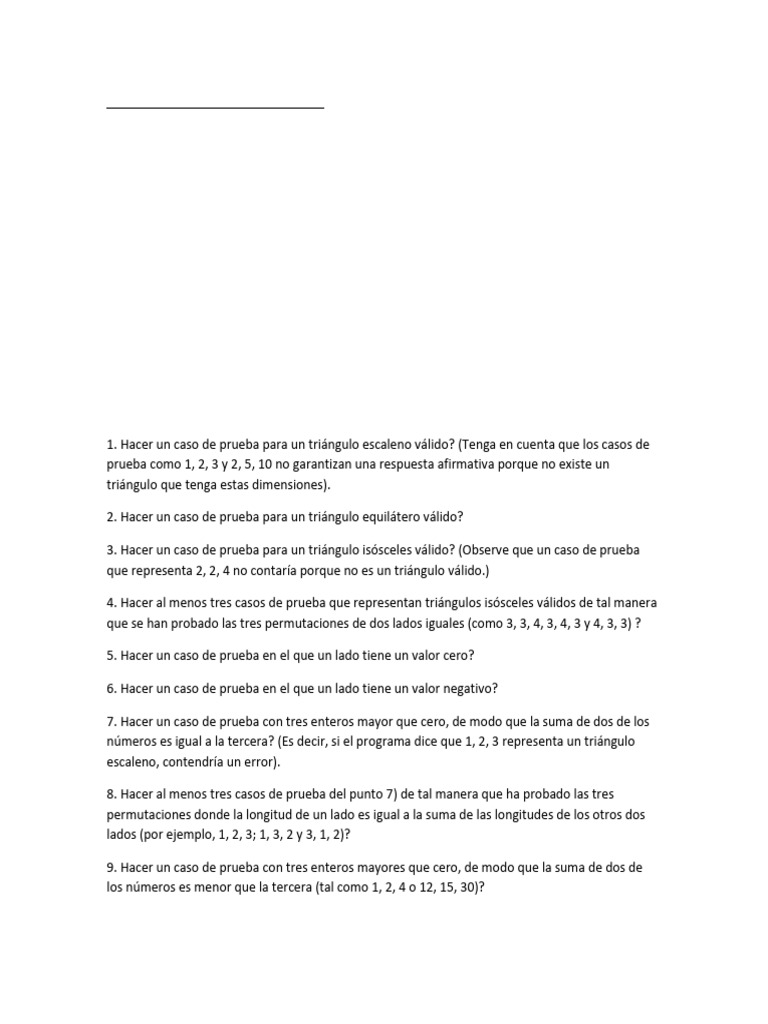 Pruebas de Triángulos: Casos y Validación | PDF | Triángulo | Entero