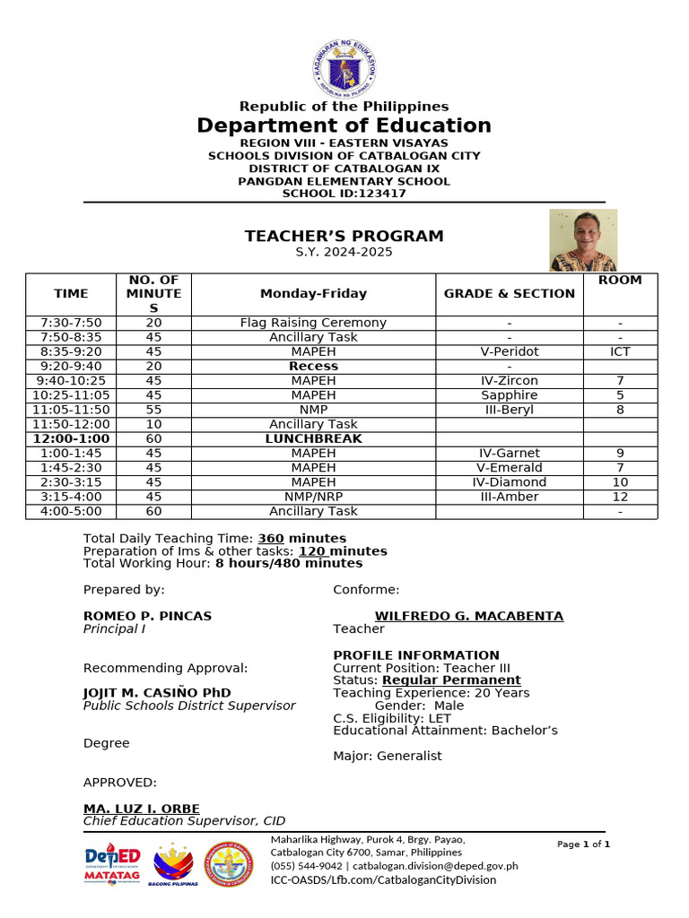 Wil - Teacher's Program | PDF | Philippines
