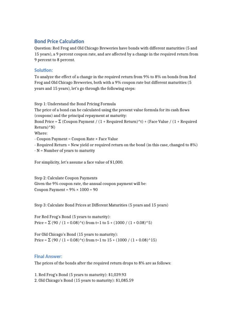Bond Price Calculation | PDF