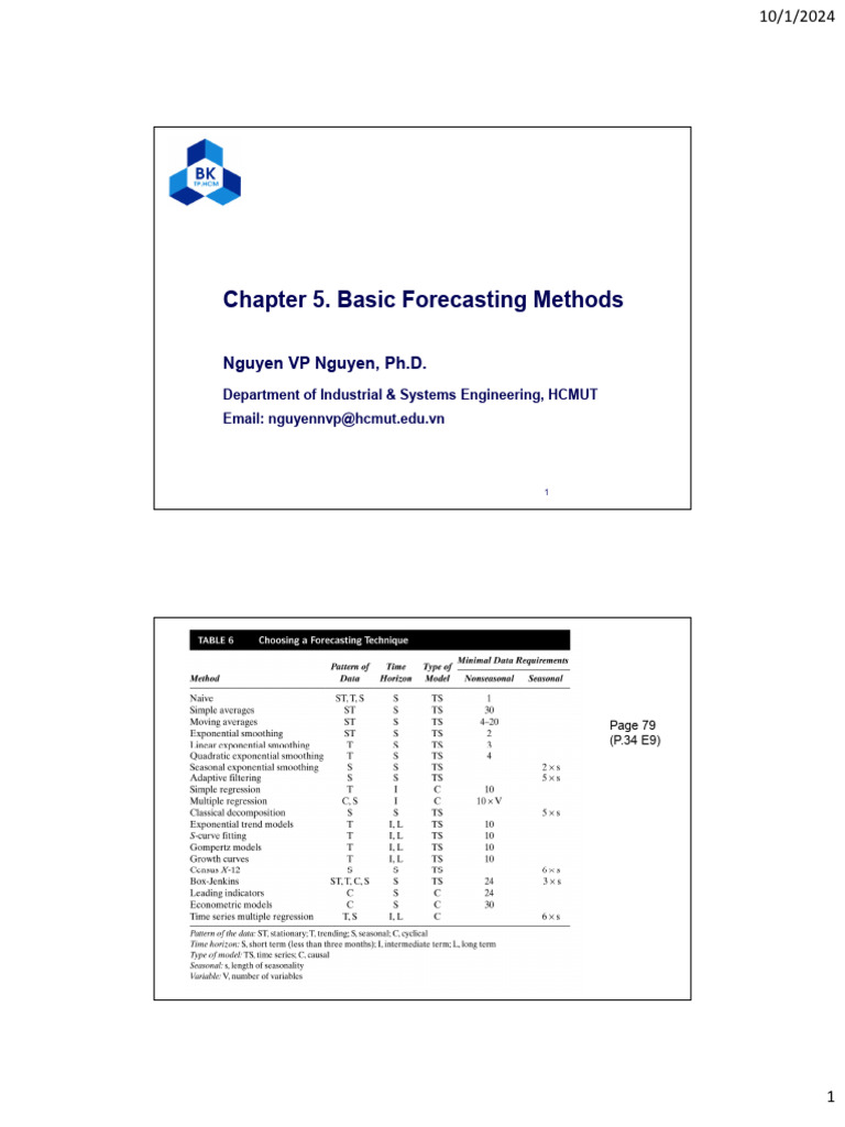 Chapter 5 - Basic Forecasting Method - 2024 | PDF | Forecasting | Linear Regression
