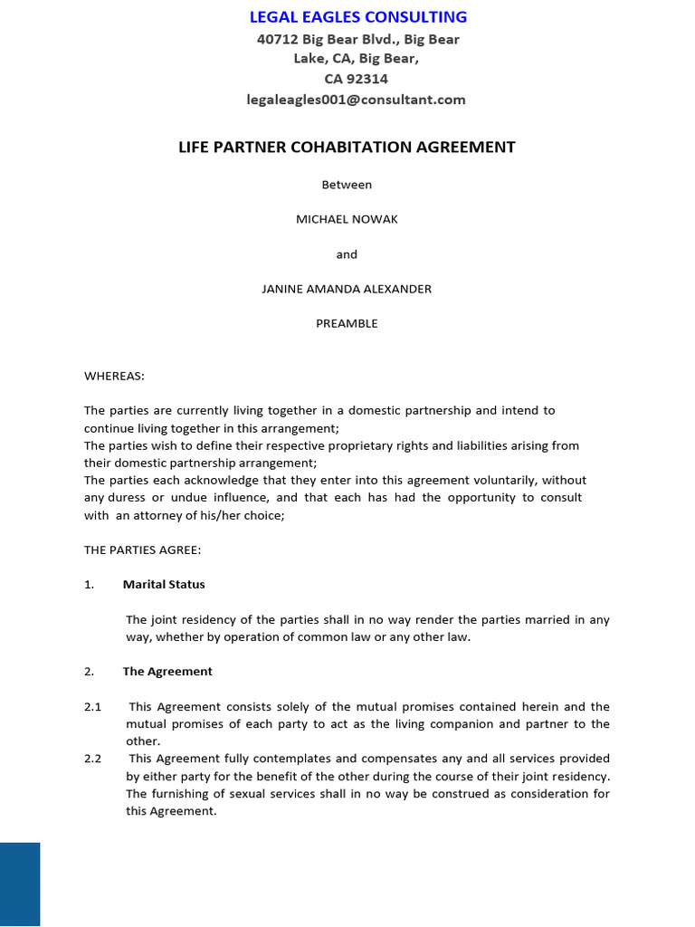 Life Partnership Agreement 1 1 | PDF | Civil Law (Legal System) | Justice