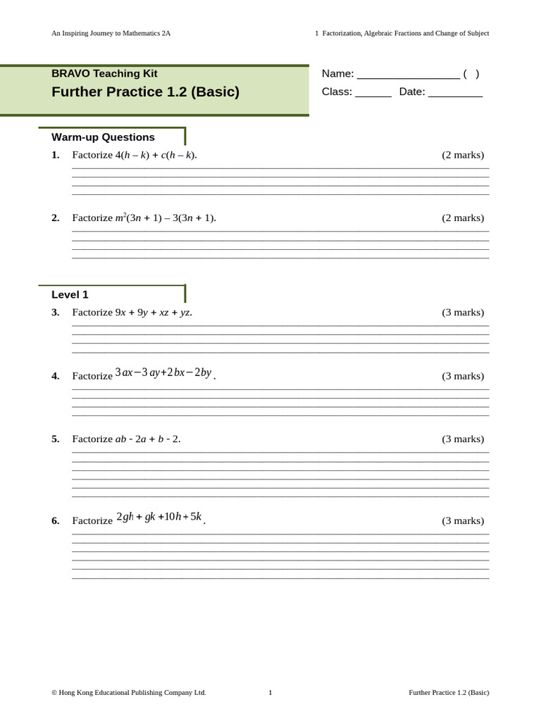 FurtherPractice Basic 2A Ch01 1.2 S E | PDF | Science | Mathematics