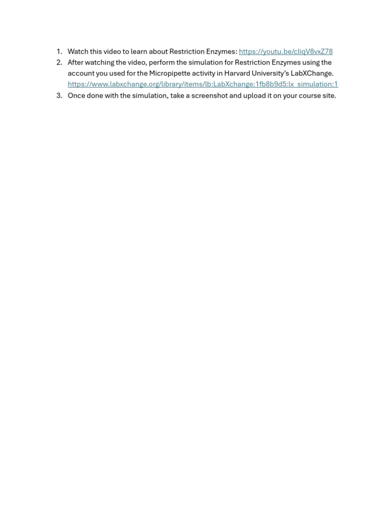 Restriction Enzymes Video & Simulation | PDF