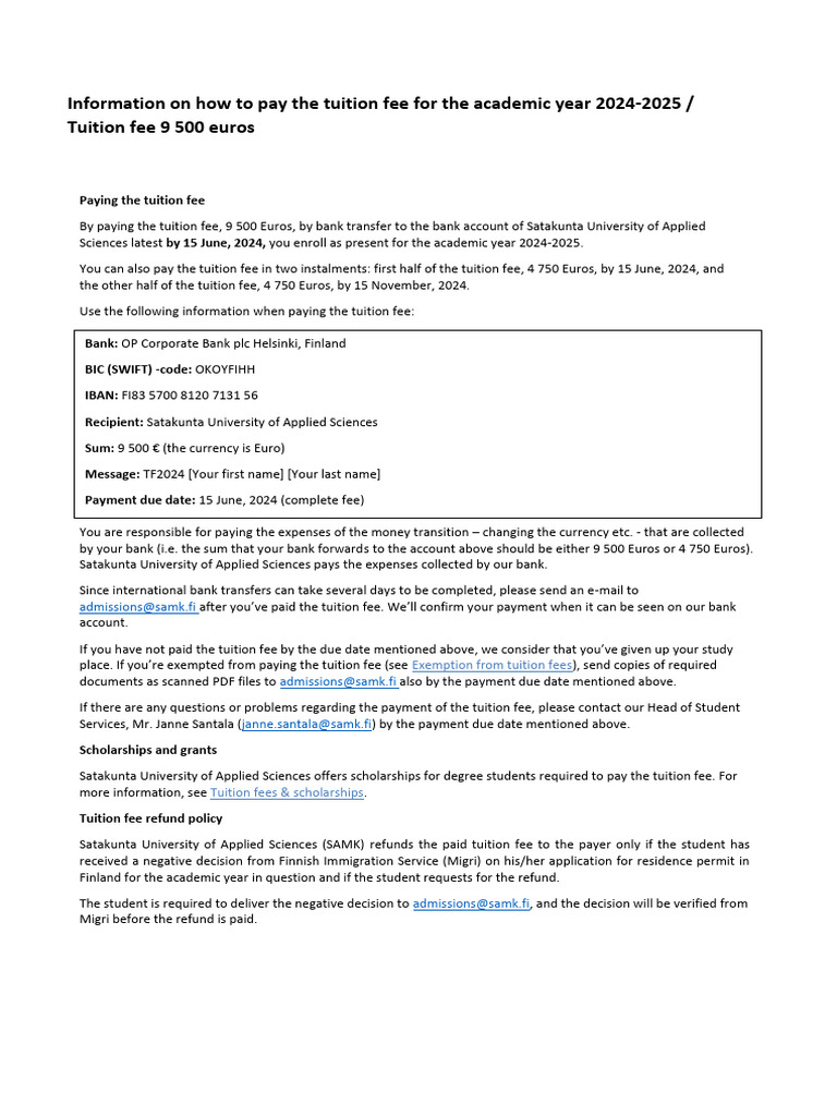 How To Pay The Tuition Fee For The Academic Year 2024-2025 | PDF ...