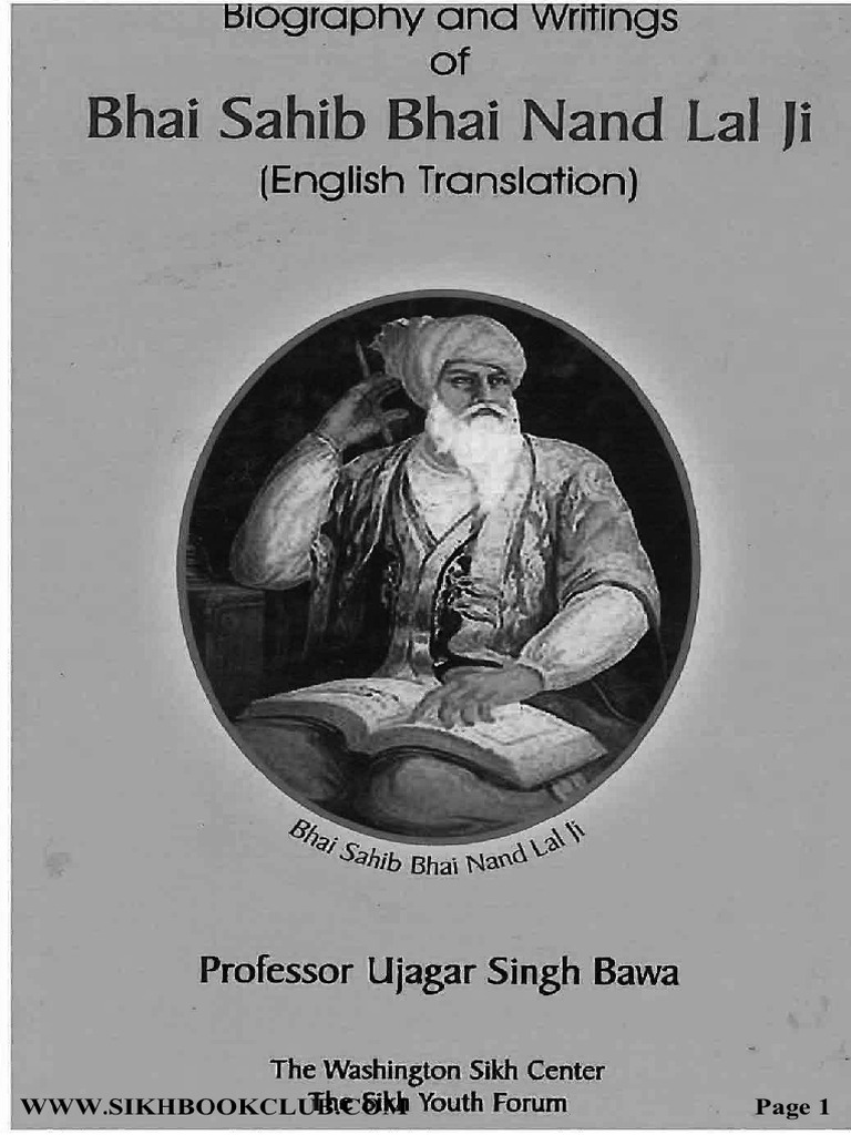Bhai Sahib Bhai Nand Lal Ji English | PDF