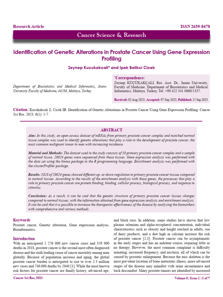 Identification of Genetic Alterations in Prostate Cancer Using Gene ...
