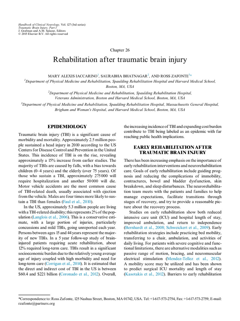 Chapter-26 Rehabilitation After TBI | PDF | Traumatic Brain Injury ...