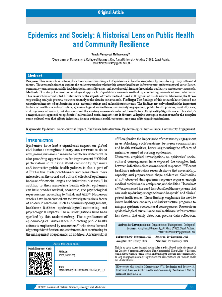 Epidemics and Society | PDF | Public Health | Epidemiology