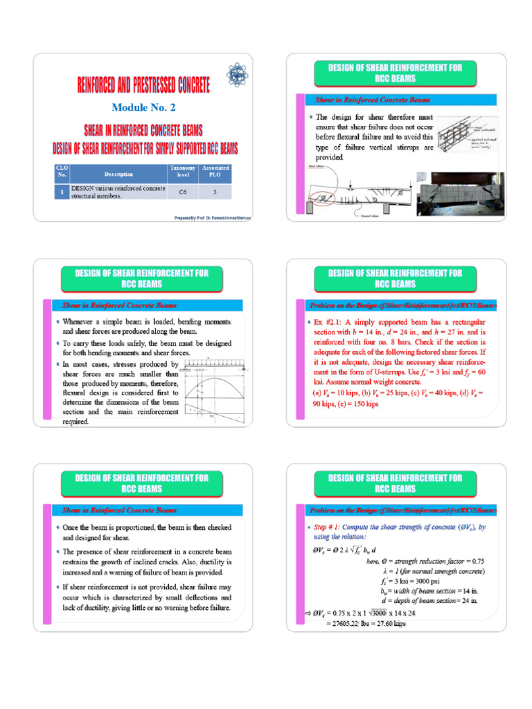 Module 2 (Design of Shear Reinforcement in RCC Beams) | PDF