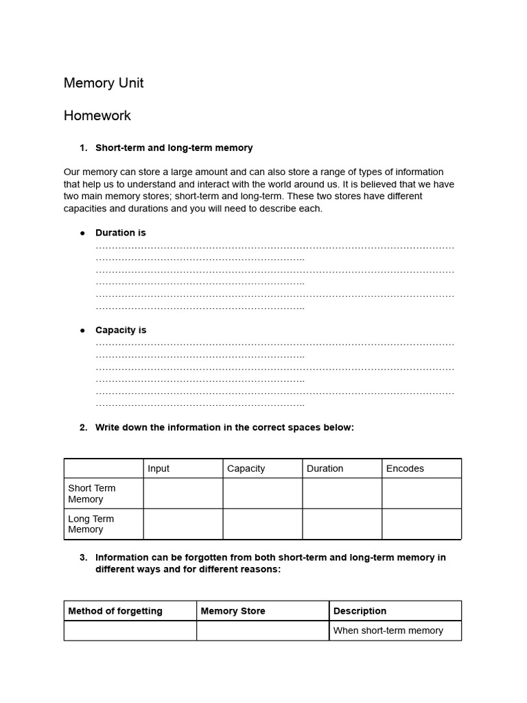 Apply Your Knowledge On STM, LTM & Amnesia | PDF | Memory | Amnesia