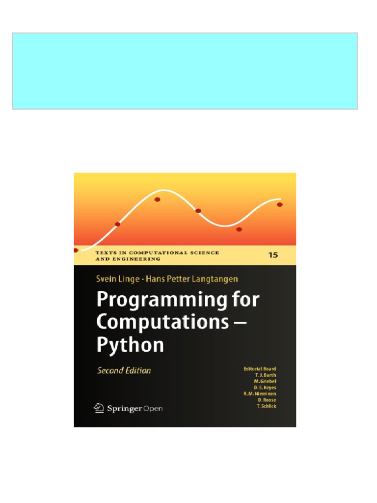 Programming For Computations Python A Gentle Introduction To 0831