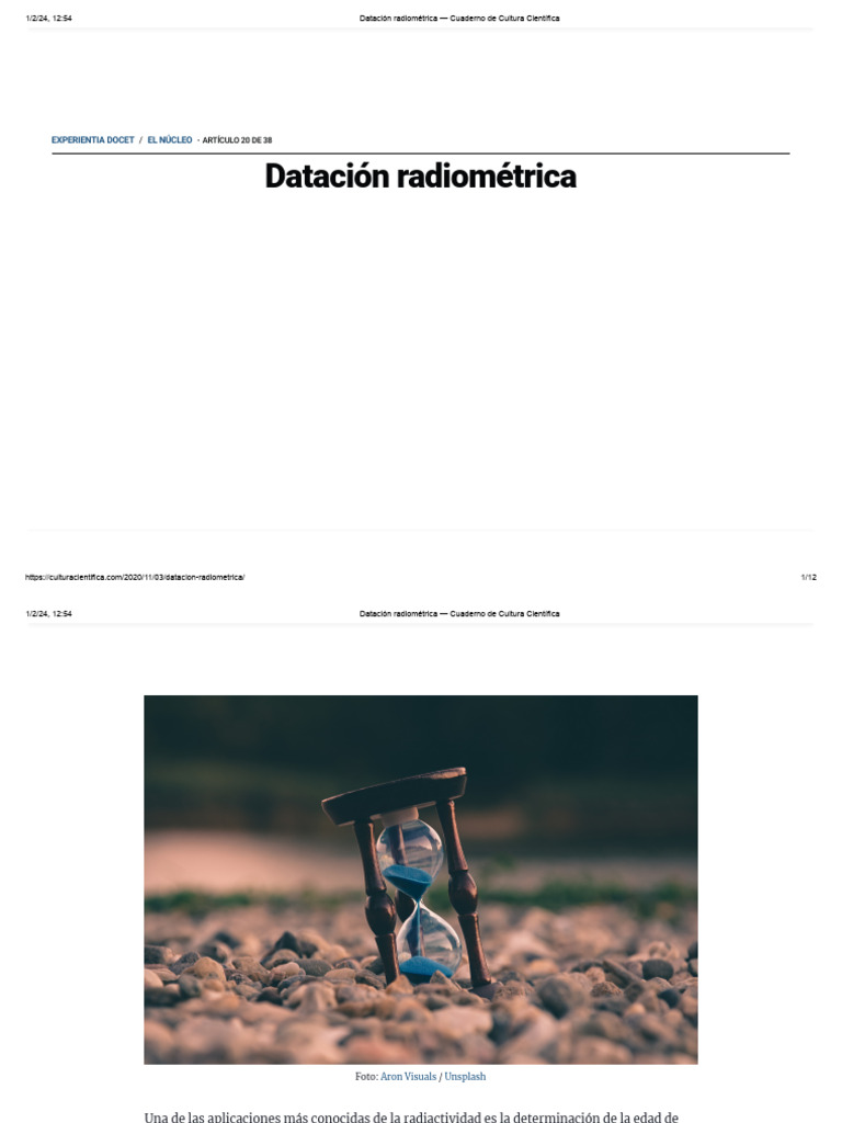 Datación Radiométrica - Cuaderno de Cultura Científica | PDF | La ...