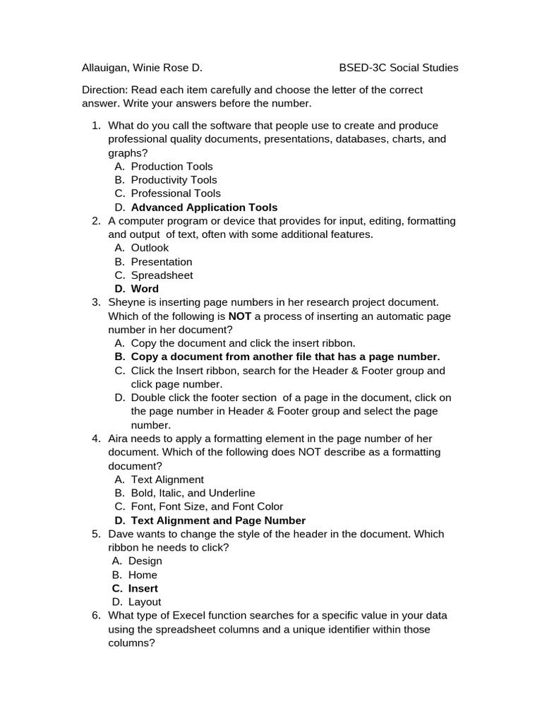 15 Questions in TTL2 | PDF | Spreadsheet | Page Layout