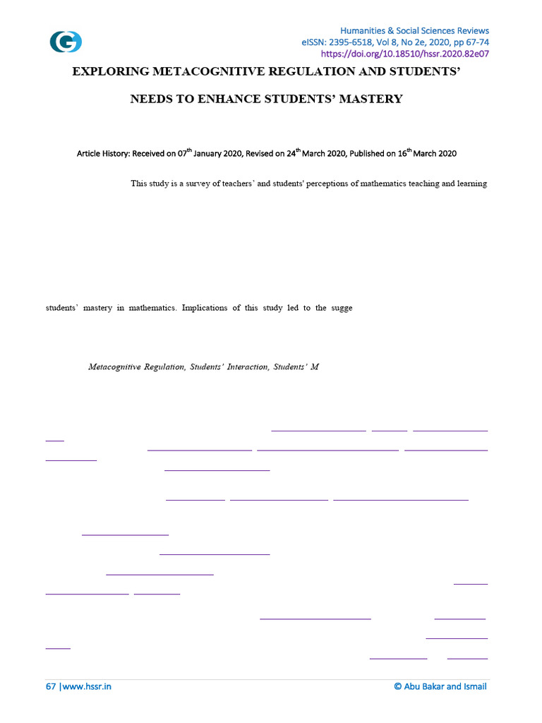 Enhancing Mathematics Mastery through Metacognition | PDF ...