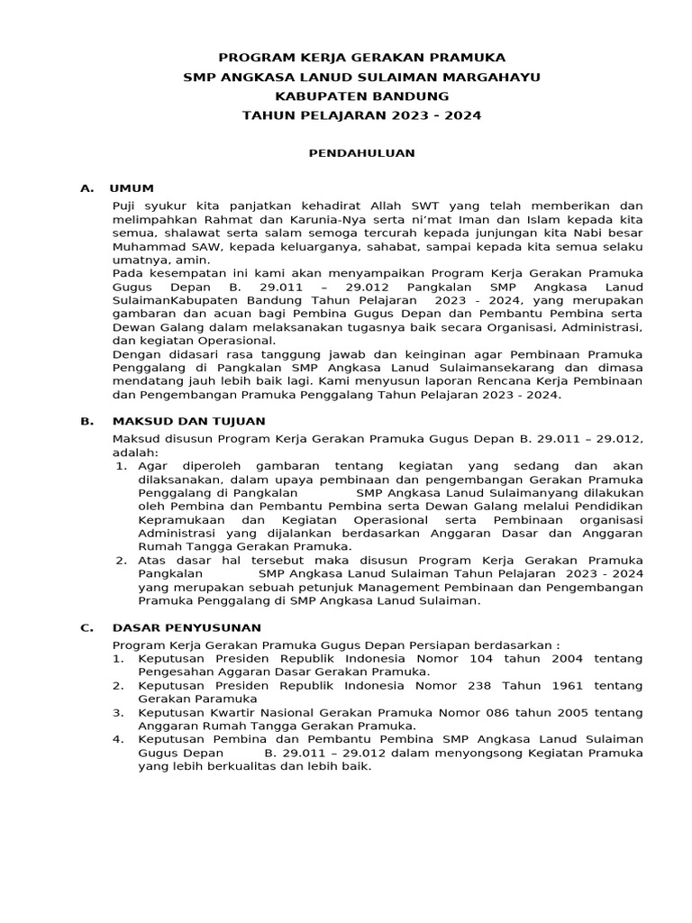 Proker Pramuka 2023-2024 | PDF