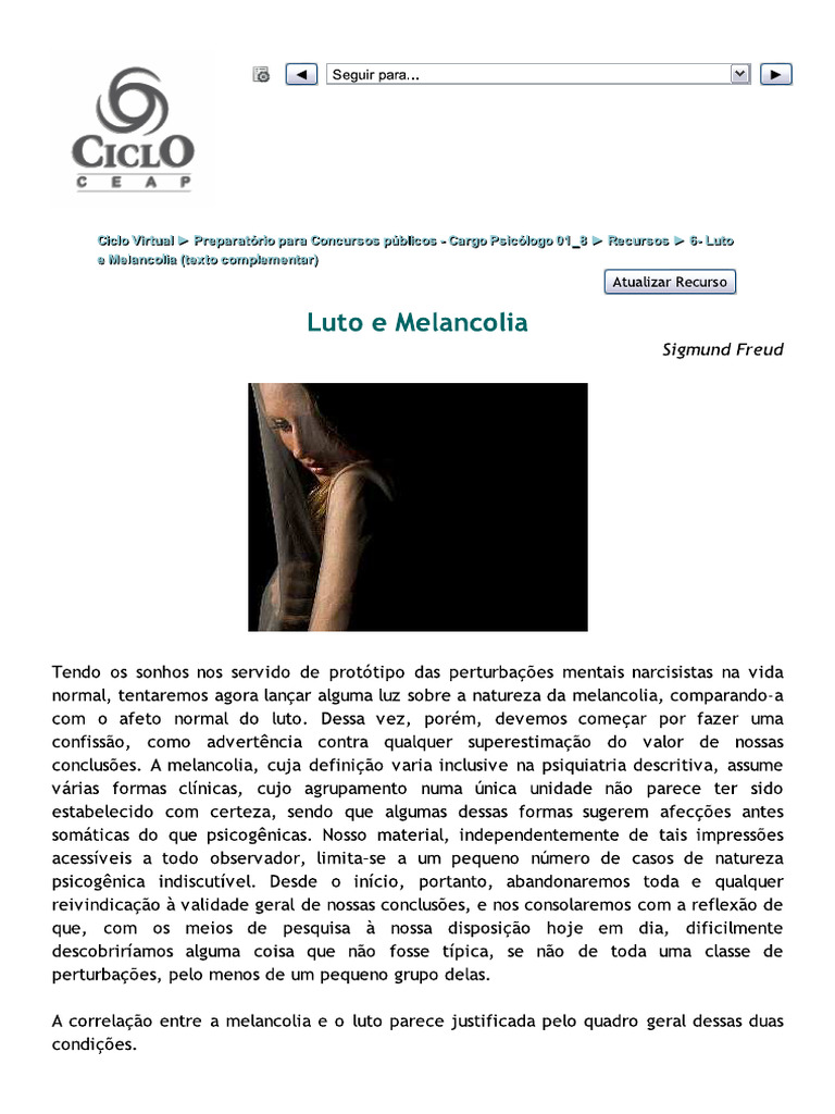 6 - Luto e Melancolia Texto Complementar | PDF